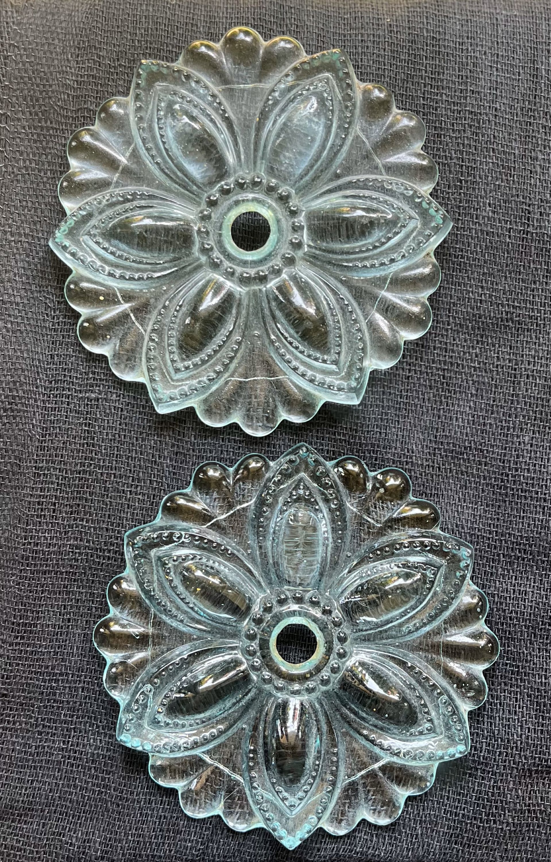 Antique Rosette Pressed Glass Curtain Tieback/ Pin/ Knob / Furniture ...
