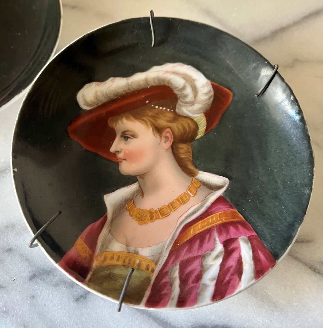 Victorian Petite Portrait Plates Antique Handpainted Women 4.5 France ...