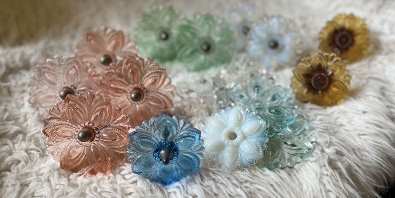 Antique Rosette Pressed Glass Curtain Tieback/ Pin/ Knob / Furniture ...
