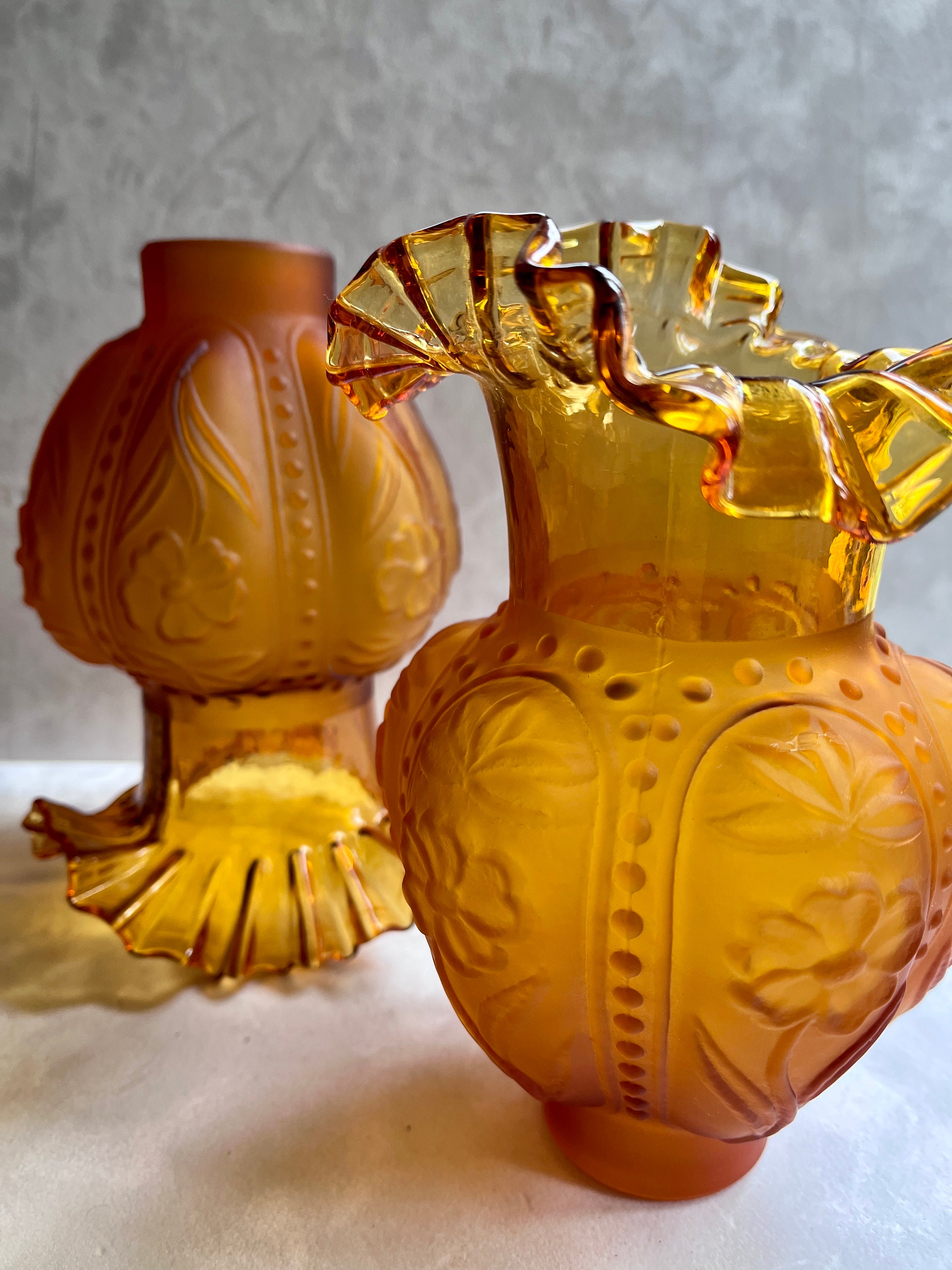 Ruffled Glass Shades Art Nouveau 8 High for - Etsy