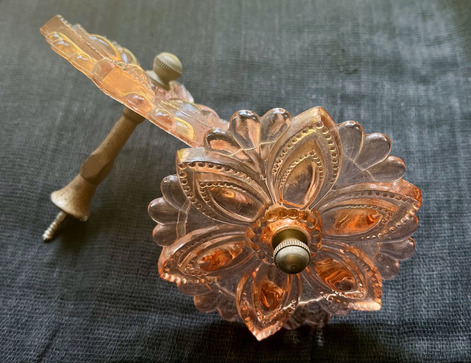 Antique Rosette Pressed Glass Curtain Tieback/ Pin/ Knob / Furniture ...