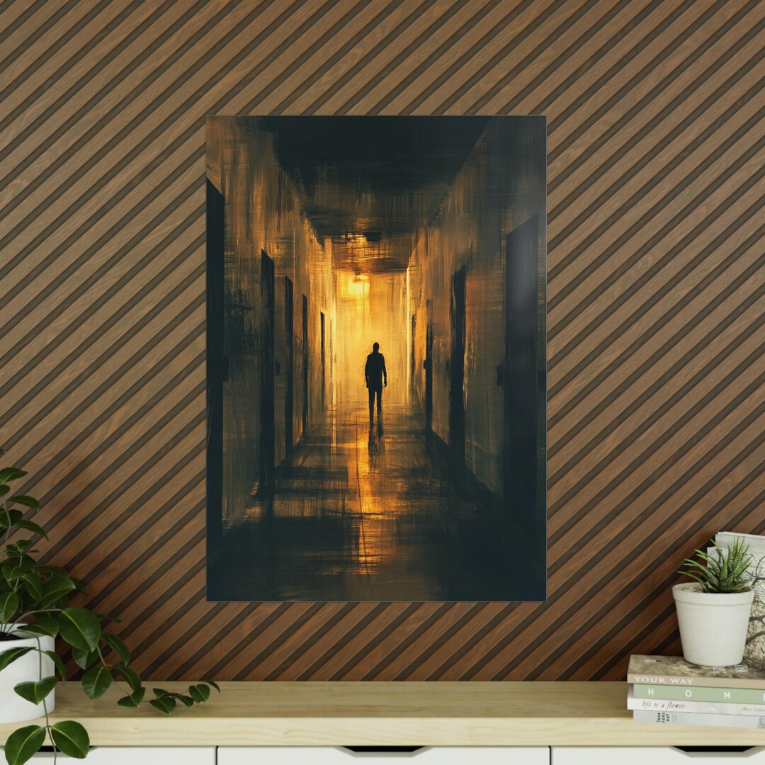 Mystery Hallway Art Print | Cinematic Surreal Poster | Dark Aesthetic ...