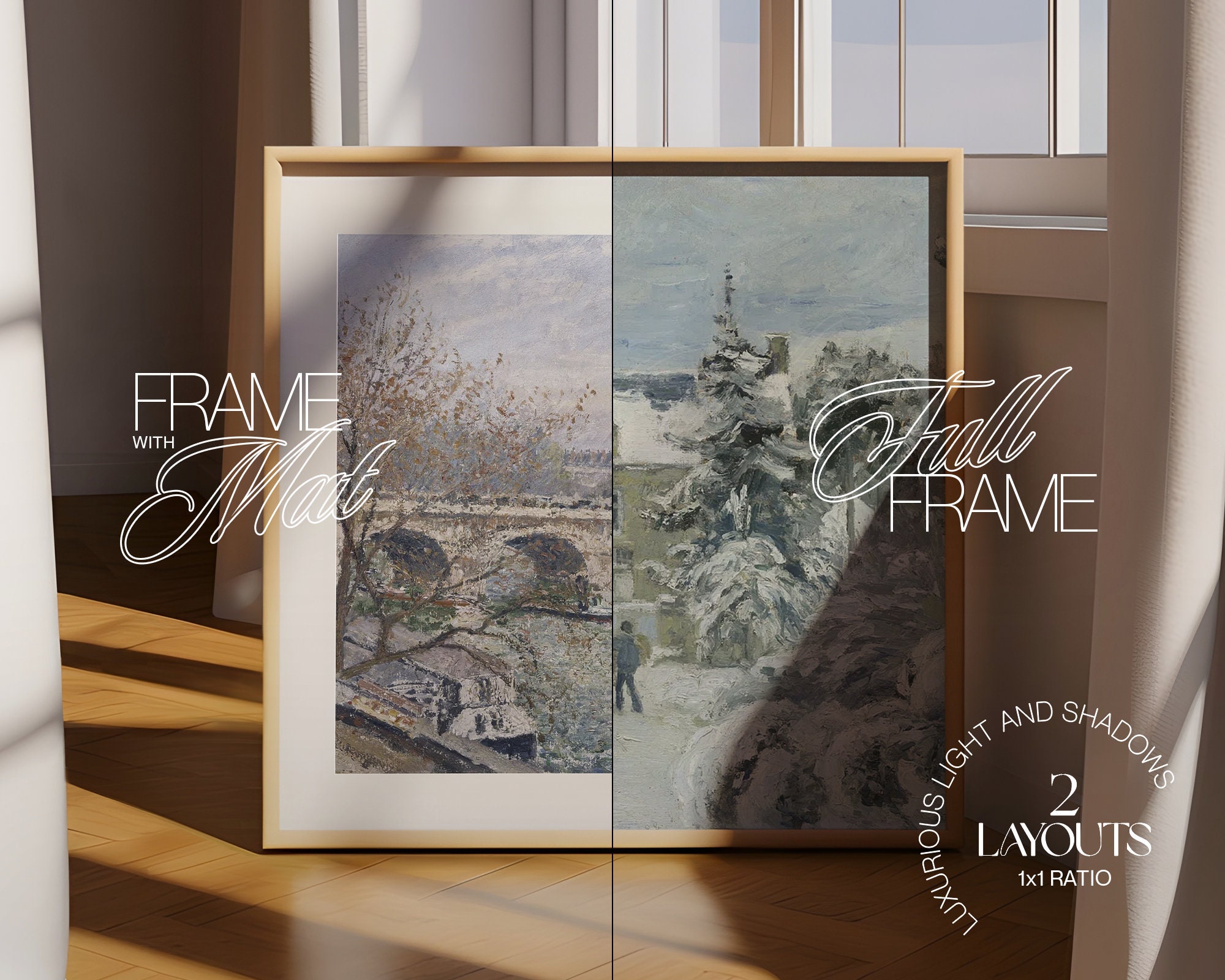 1x1 Light Wood Photoshop Frame Mockup With Soft Light for Art and ...