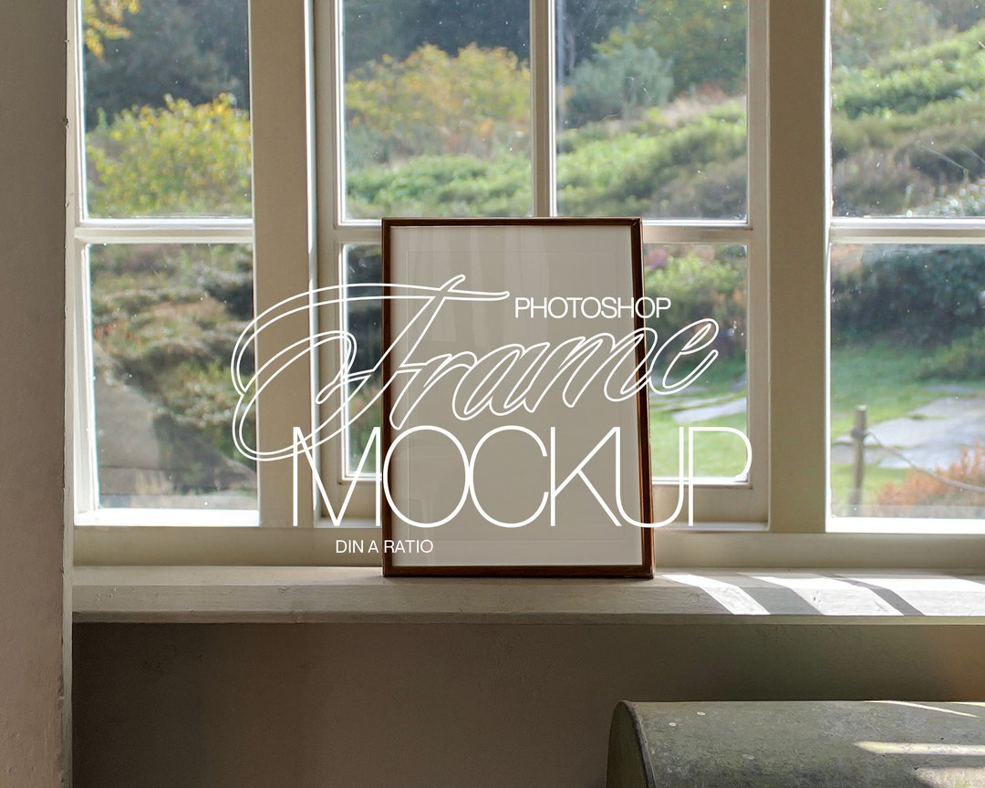 A4 Frame Mockup Photoshop Template for Art and Prints in Windowsill ...