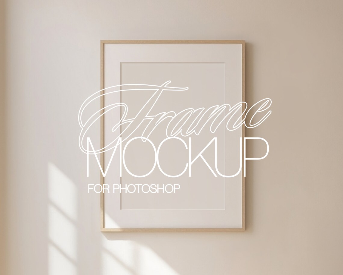 DIN A Light Wood Frame Mockup for Photoshop, Frame Template Digital ...