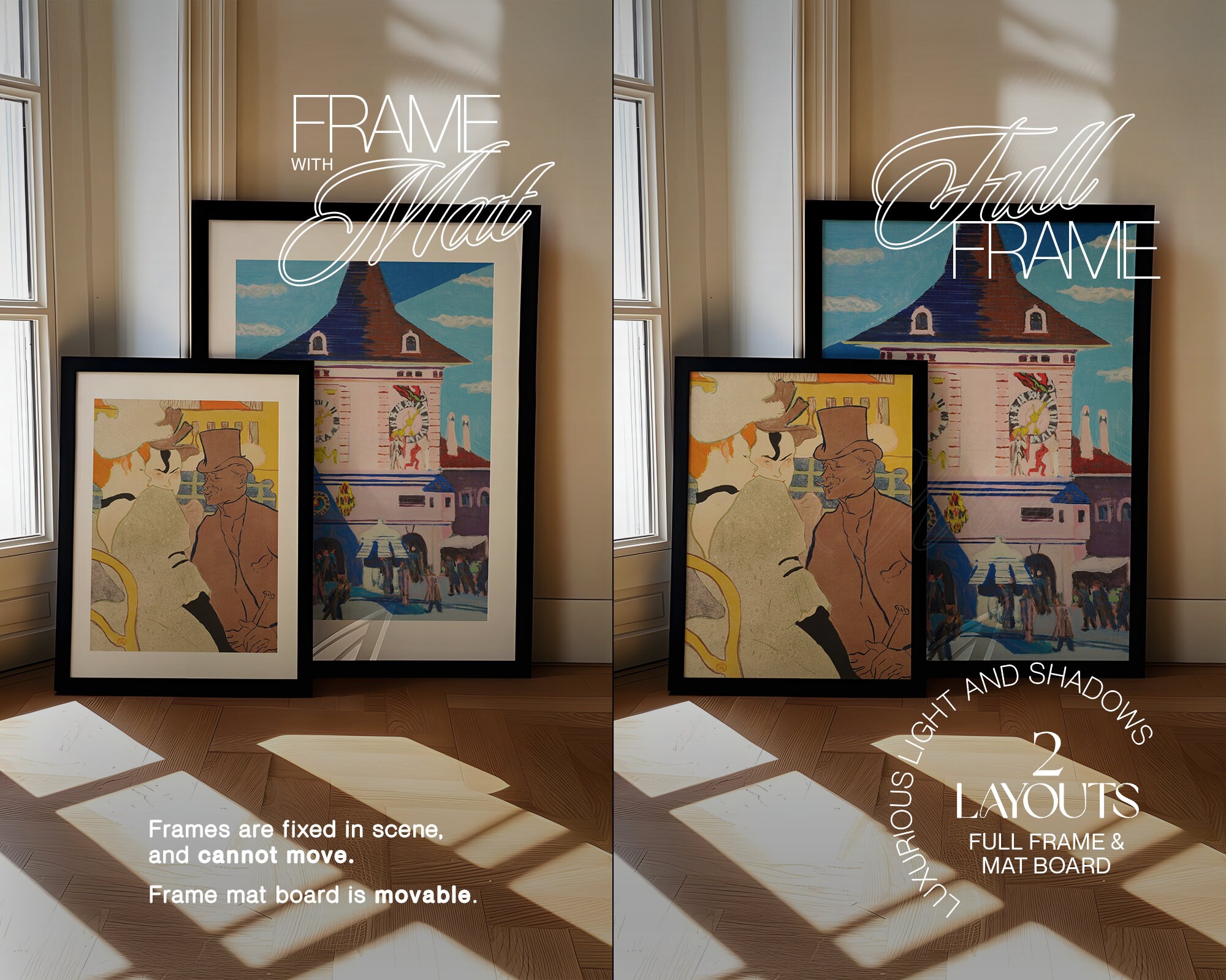 A4 and A3 Frame Mockup for Photoshop | ISO Wall Art Black Frames Mockup ...