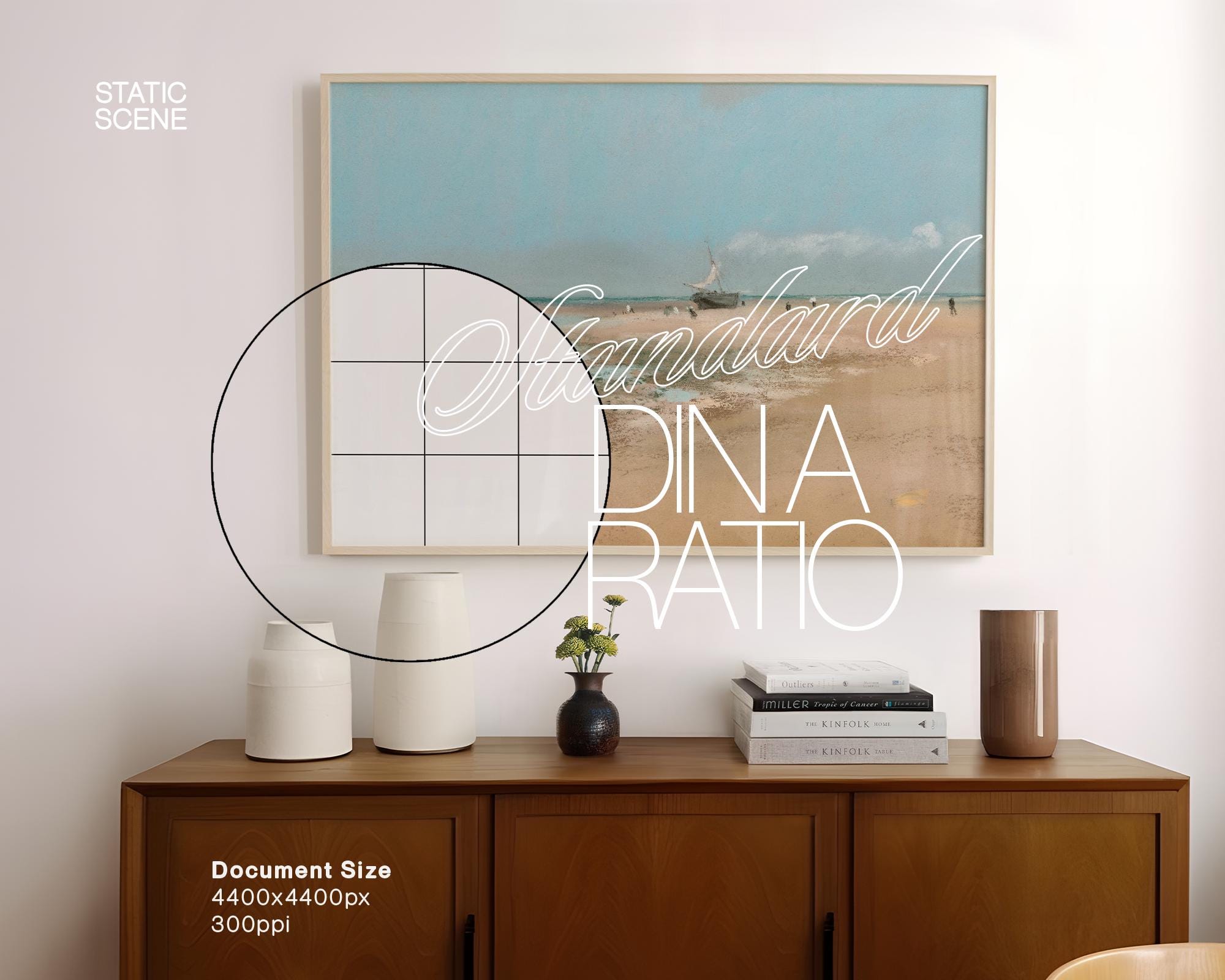 DIN A Light Wood Frame Photoshop Mockup for Landscape Format Art and ...