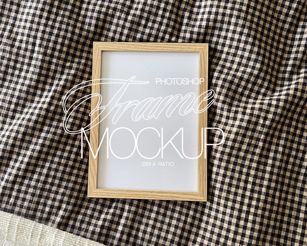 DIN A Light Wood Frame Mockup for Photoshop | Top Angle View of A4 ...
