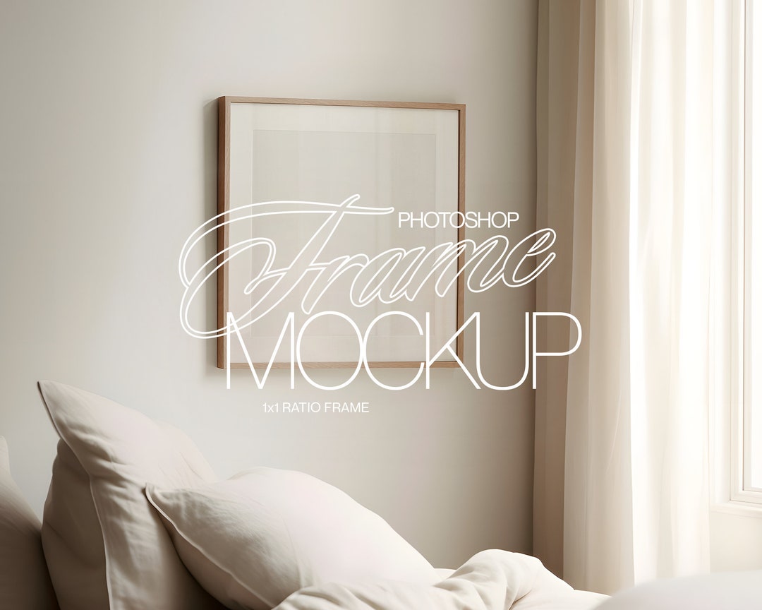 1x1 Frame Mockup Photoshop Template in Luxurious Bedroom Scene | Square ...