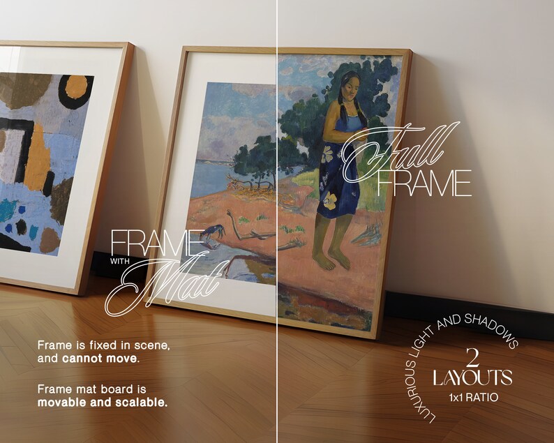 Two 1x1 Frames Photoshop Mockup | Square Frame PSD Template Mockup ...