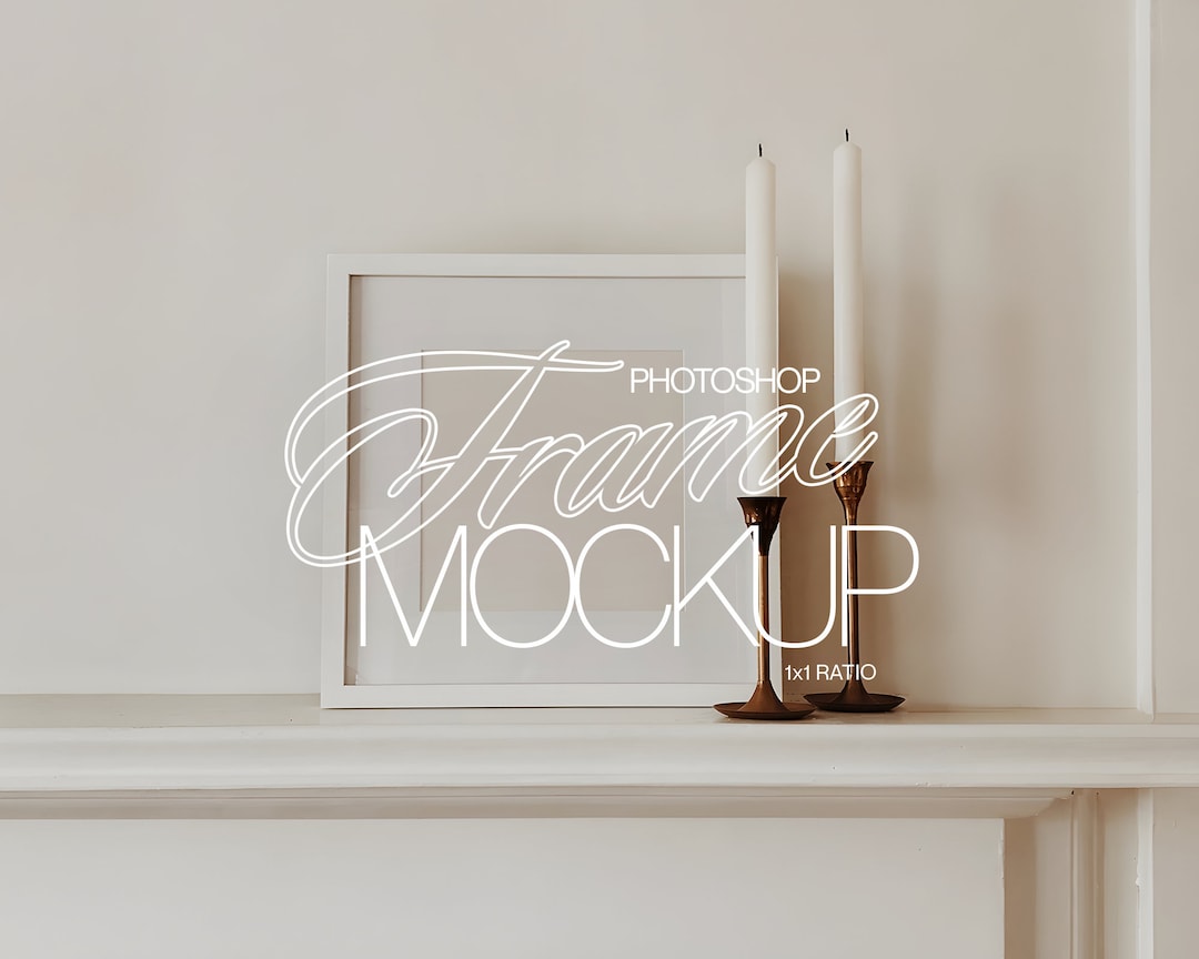 White 1x1 Frame Photoshop Mockup for Art and Prints Display | Square ...