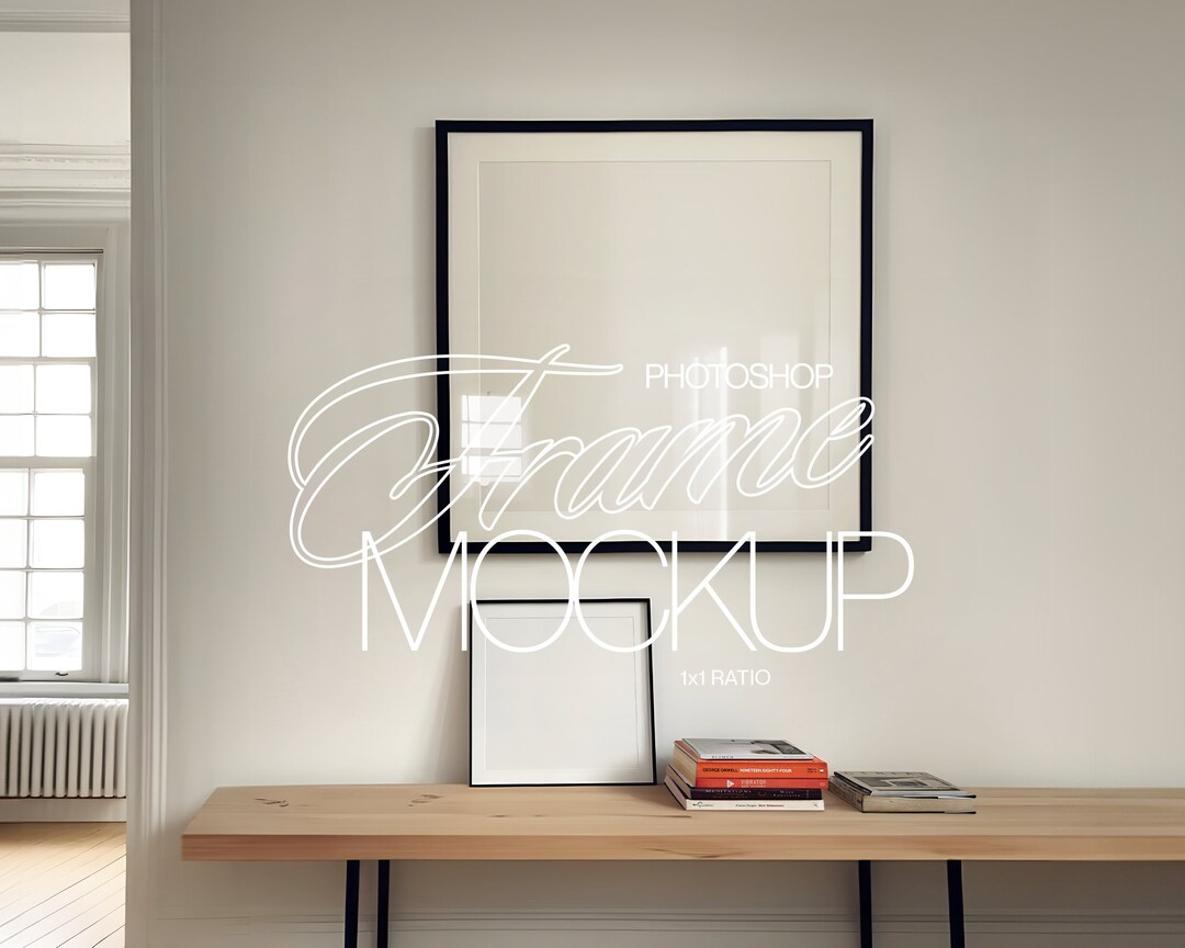 1x1 Black Frames Photoshop Mockup Loft Interior Scene | Square Frame ...