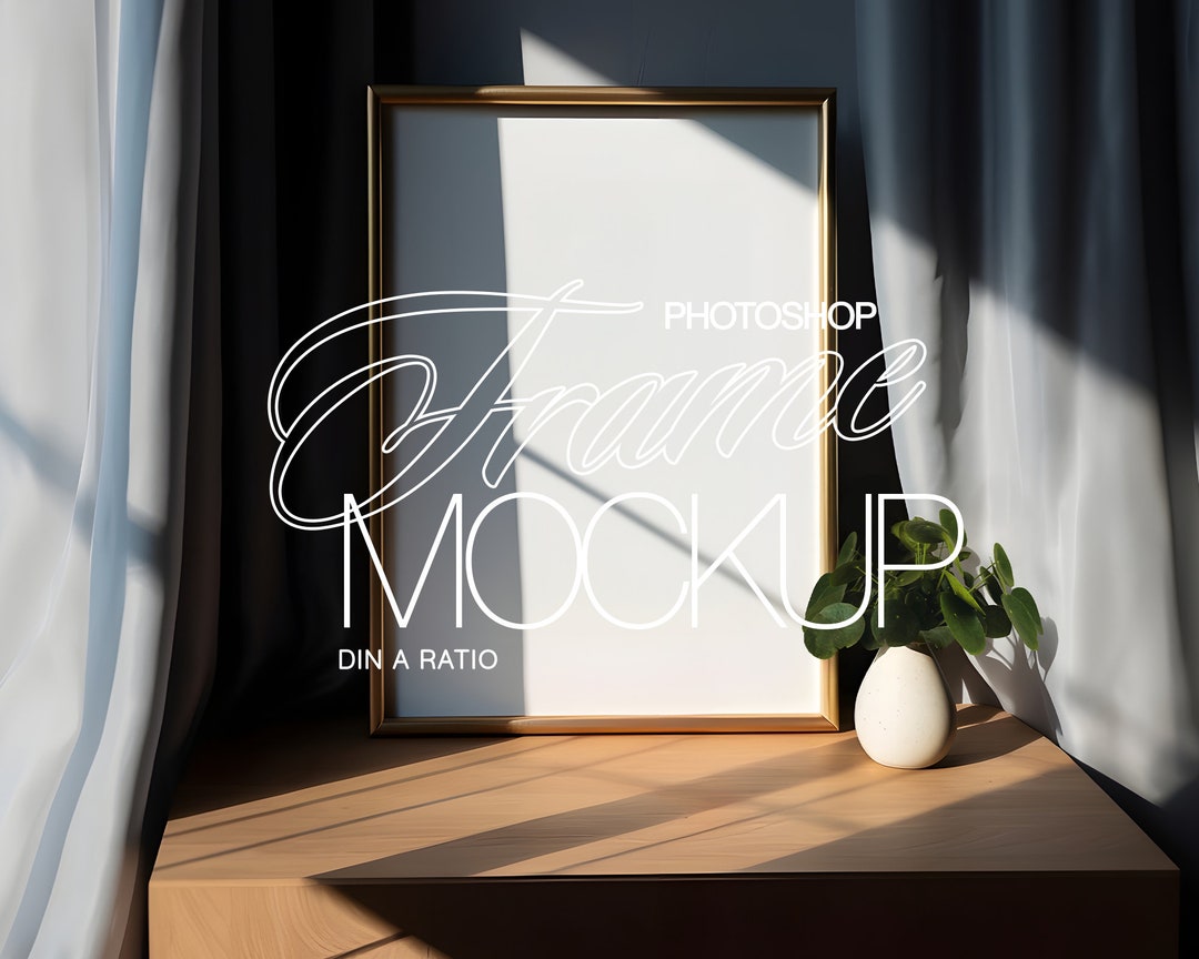 DIN A Gold Frame Photoshop Mockup for Art Display | ISO Frame PSD ...