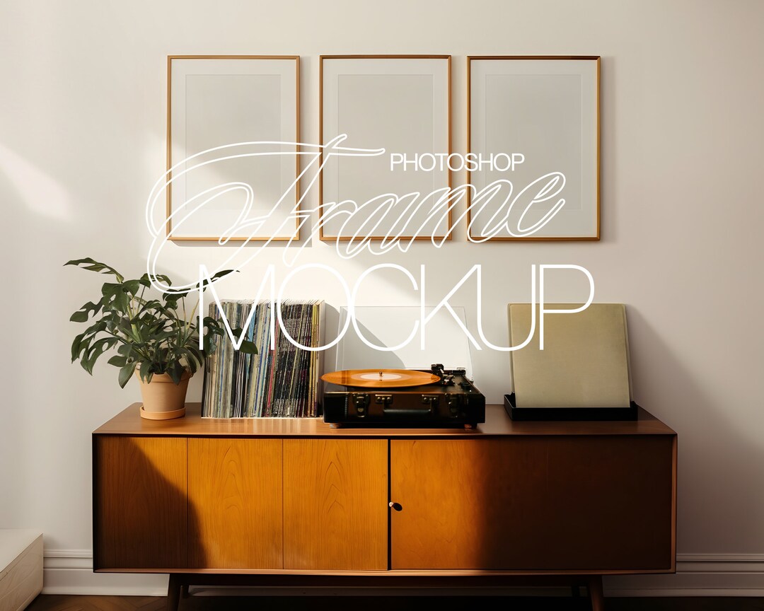 Three Vertical Frames Mockup for Photoshop, DIN A Mid-century Frame ...