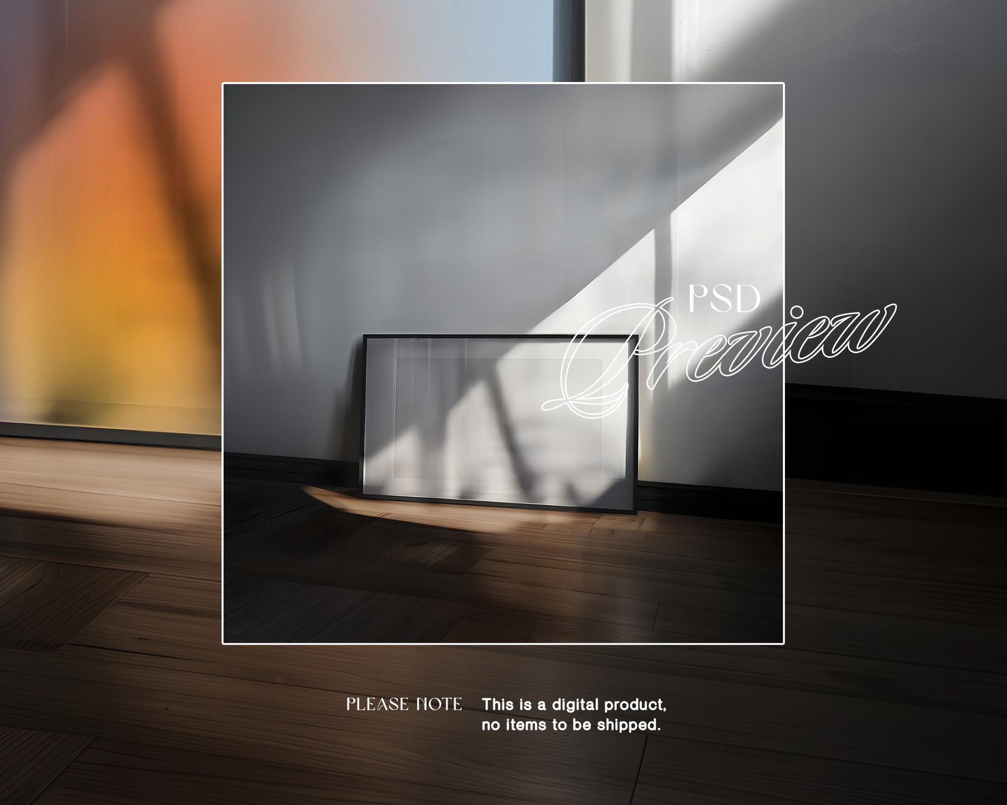 16x9 Black Frame Photoshop Mockup Template for HD 1920x1080 Artworks ...