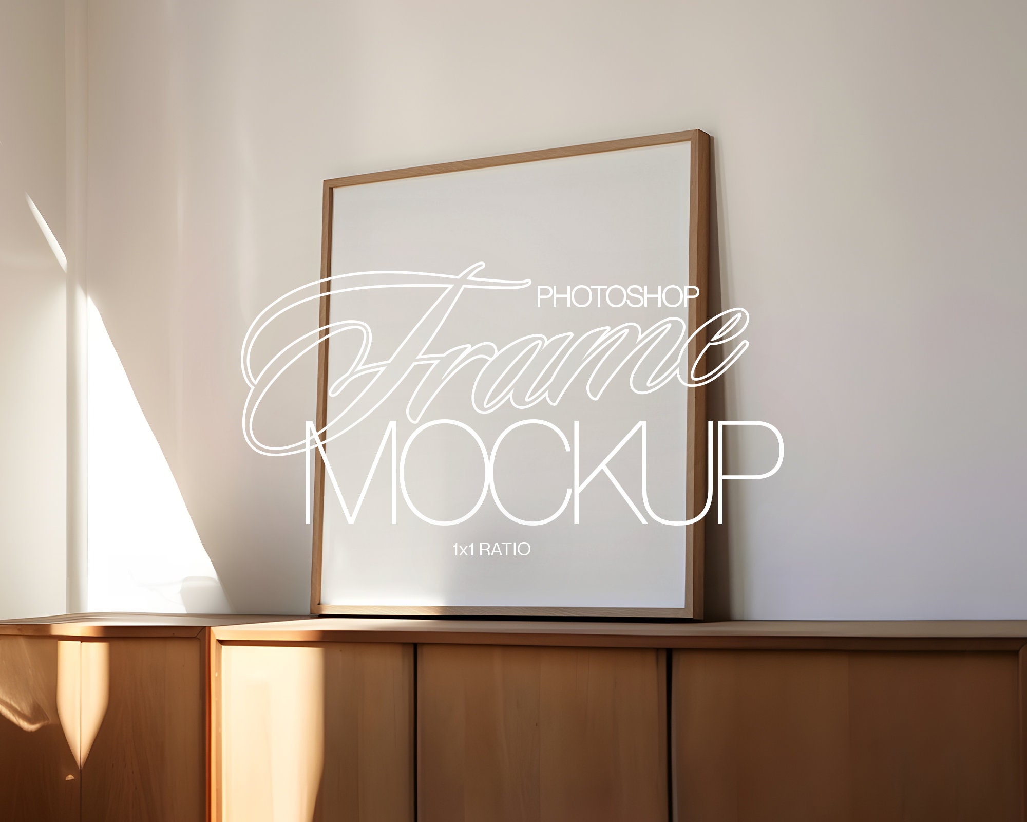 1x1 Wood Frame Photoshop Mockup for Art and Prints Display | Square ...