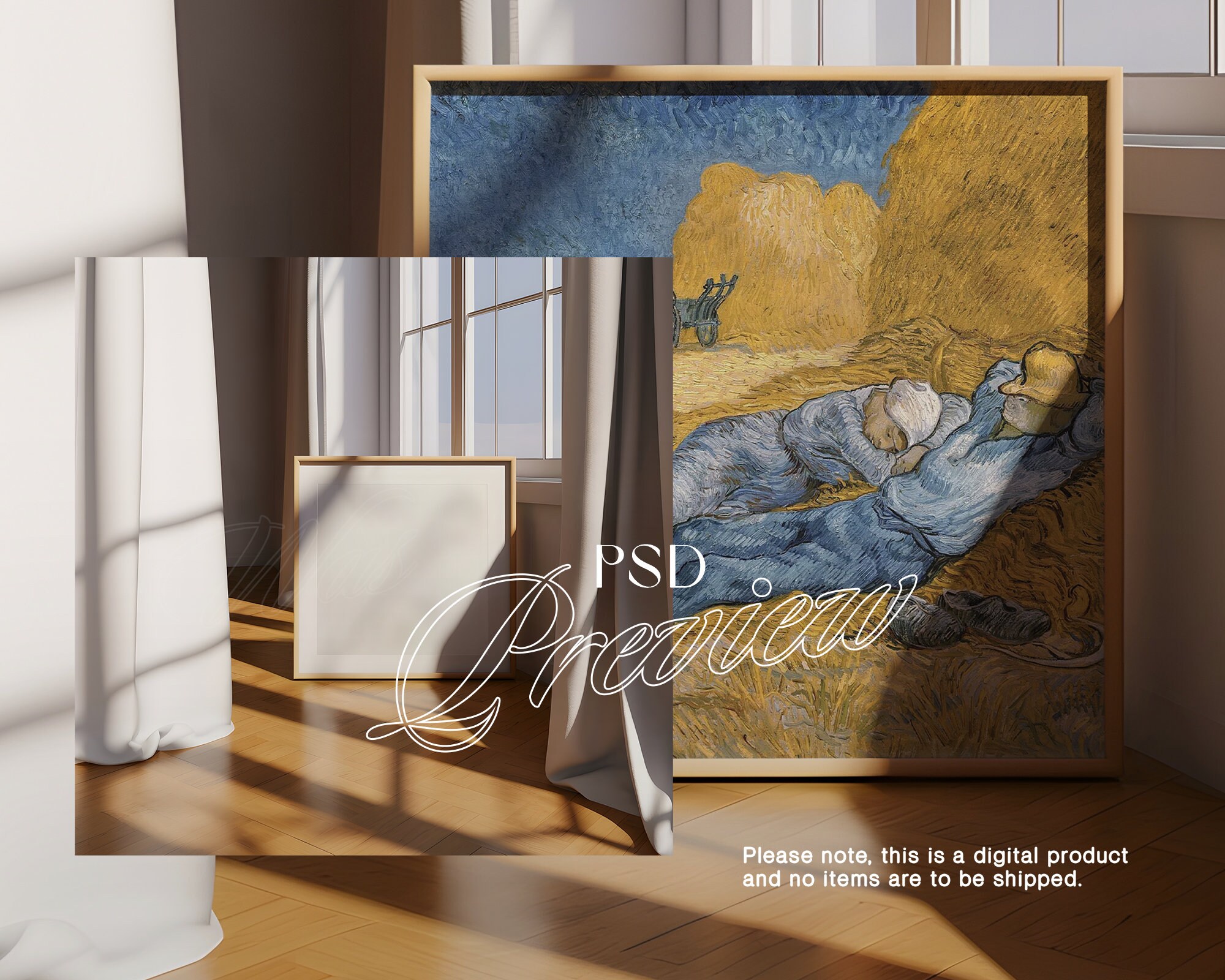 1x1 Light Wood Photoshop Frame Mockup With Soft Light for Art and ...