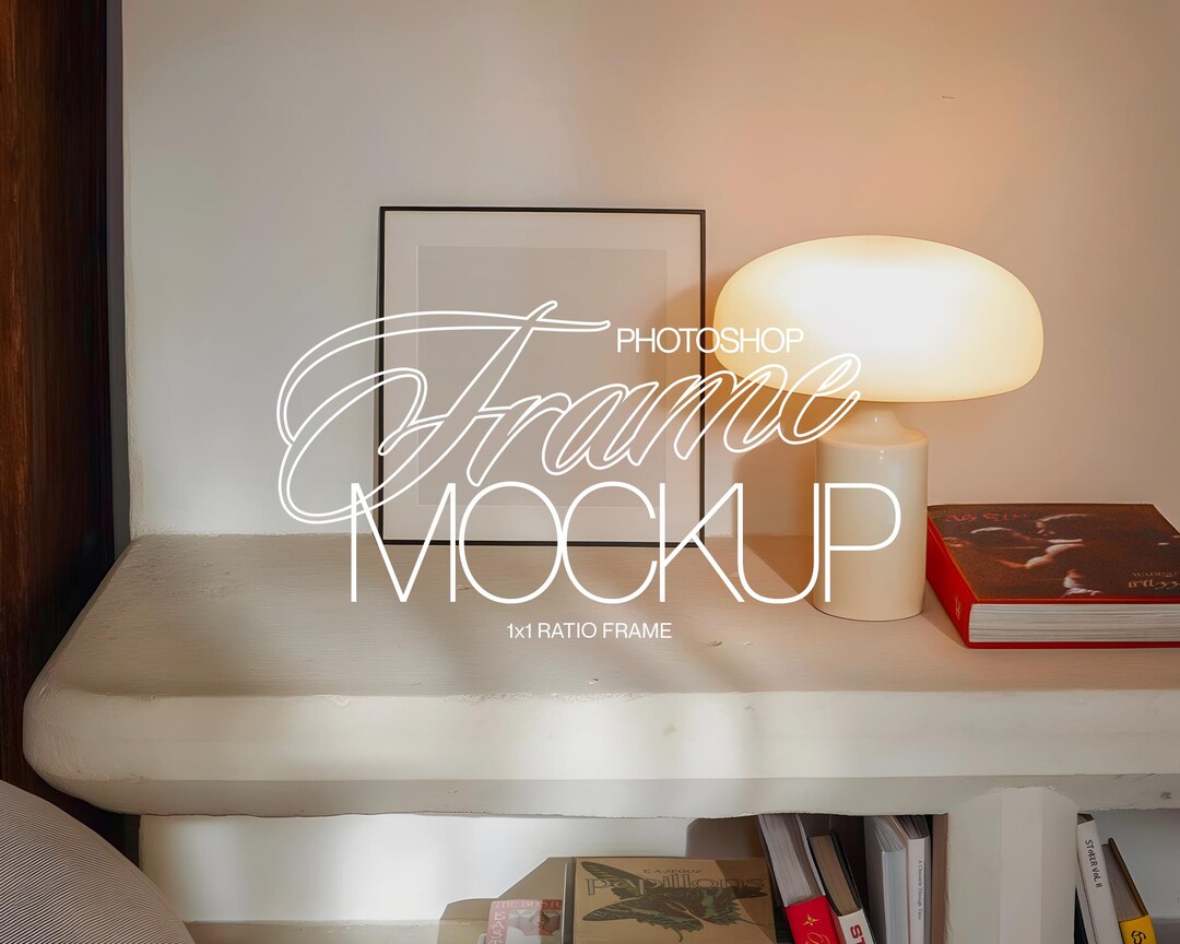 1x1 Ratio Thin Black Frame Photoshop Mockup Template for Art and Prints ...
