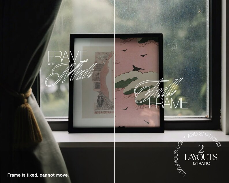 1x1 Frame Mockup Photoshop Template for Art and Print Display | Square ...