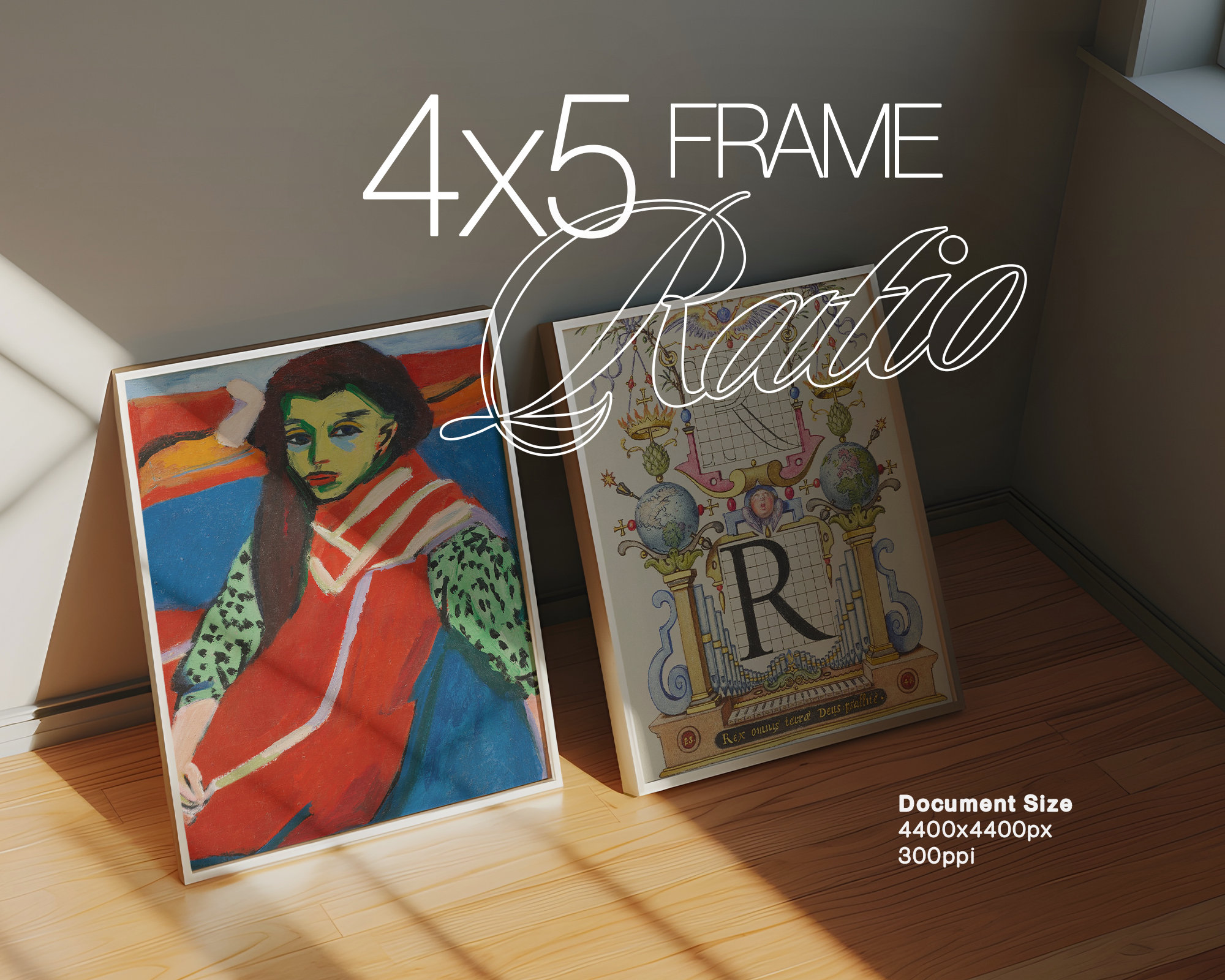 Two 4x5 Frames Photoshop Mockup Template for Art and Prints Display ...