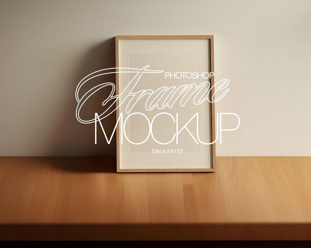 A4 Photoshop Frame Mockup on Minimal Surface | DIN A PSD Template Frame ...