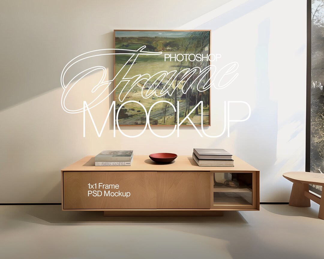 1x1 Frame Mockup Photoshop Interior Scene for Art and Printables ...