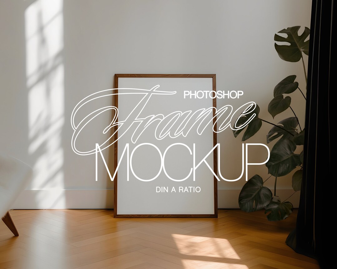 DIN A Walnut Wood Photoshop Frame Mockup | Vertical ISO Frame Mockup ...