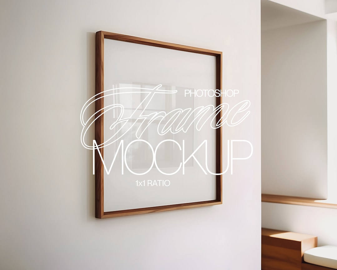 Square Frame Photoshop Mockup With Glass Reflections | 1x1 Frame PSD ...
