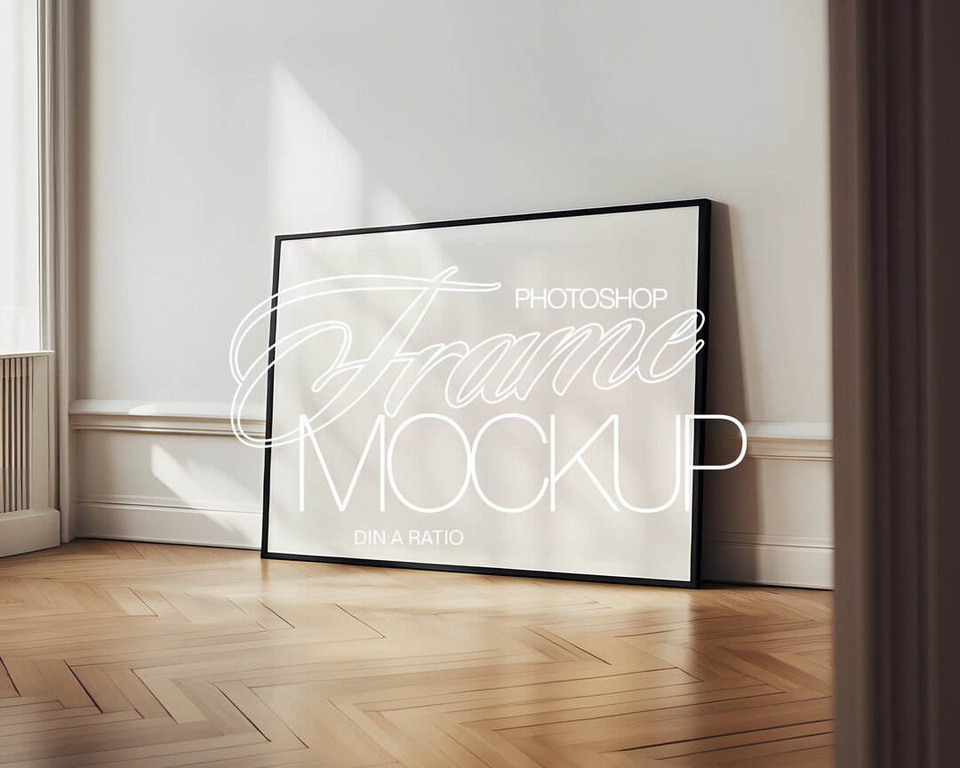 DIN A Landscape Frame Mockup for Photoshop | A2 Horizontal Black Frame ...