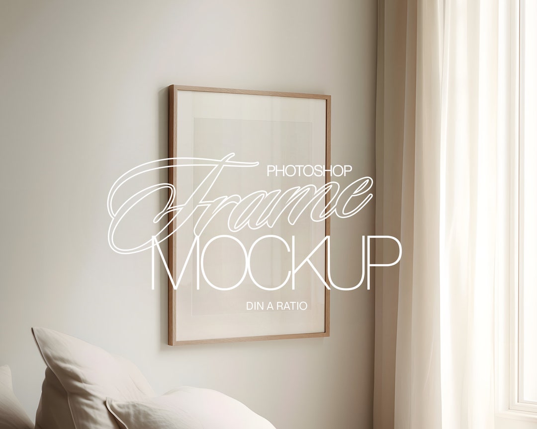 DIN A Wood Frame Photoshop Mockup Bedroom Scene | A2 Frame Mockup PSD ...