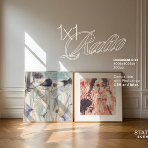 Two 1x1 Frames Photoshop Mockup for Art and Prints Display | Square ...