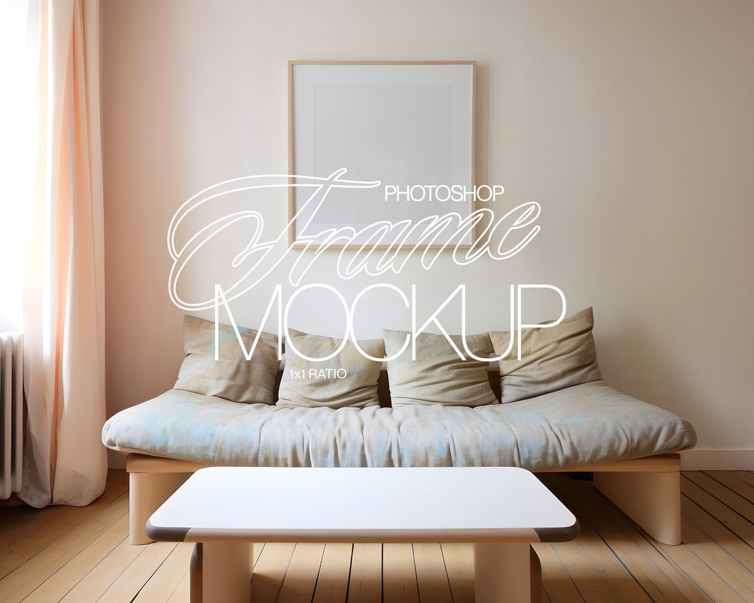 1x1 Frame Photoshop Mockup Retro Living Room Scene | Square Frame ...