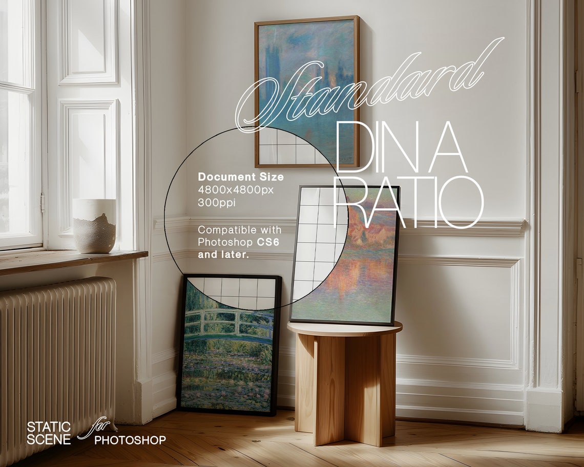 DIN A Ratio Photoshop Frame Mockup for A3 Artwork and Prints Display ...