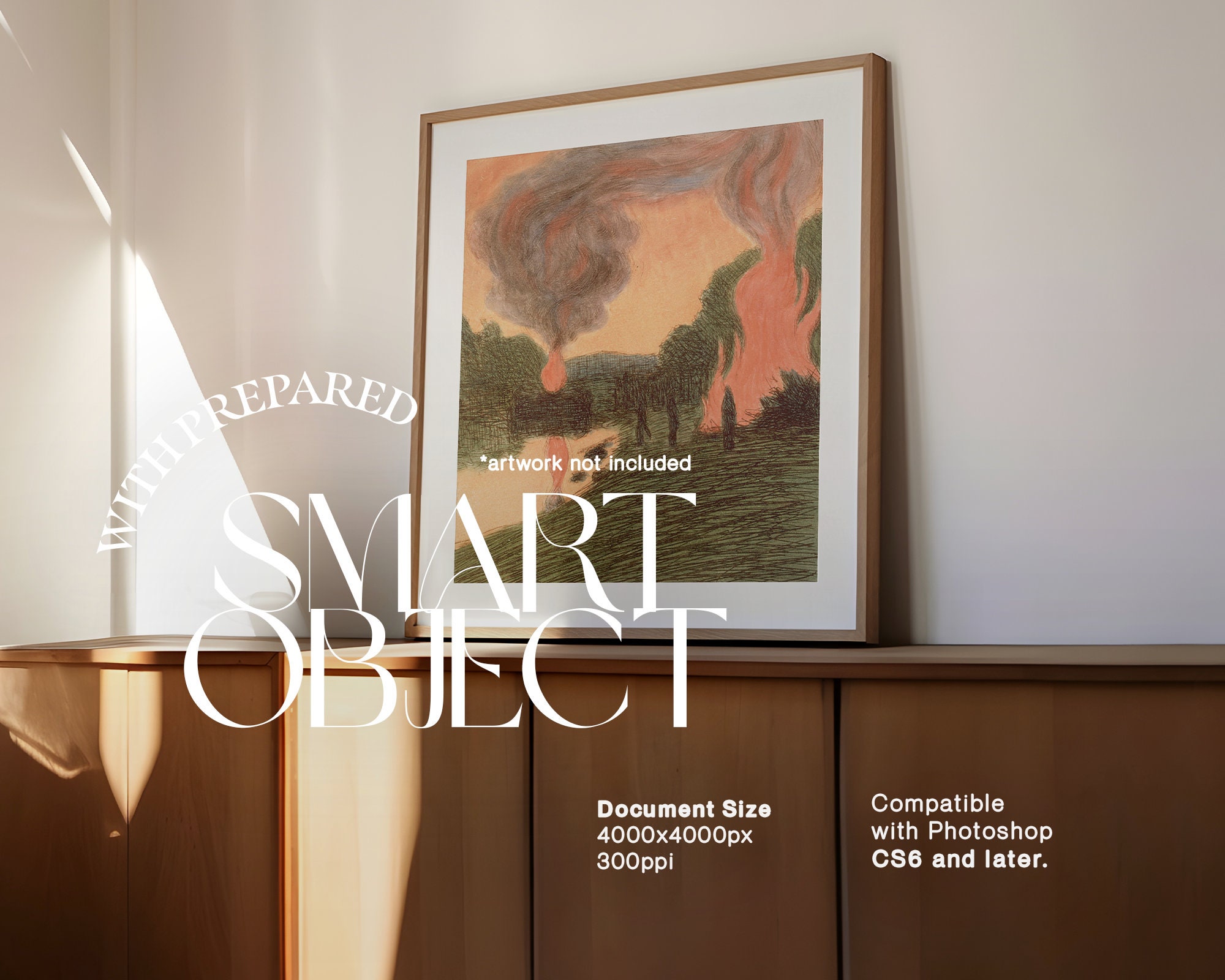 1x1 Wood Frame Photoshop Mockup for Art and Prints Display | Square ...