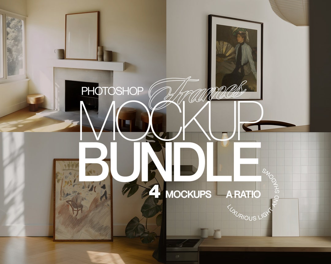 DIN A Frame Photoshop Mockup Bundle of Four | ISO Frames PSD Template ...