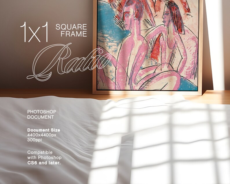 1x1 Frame Photoshop Mockup for Art and Printables Display | Square Wood ...