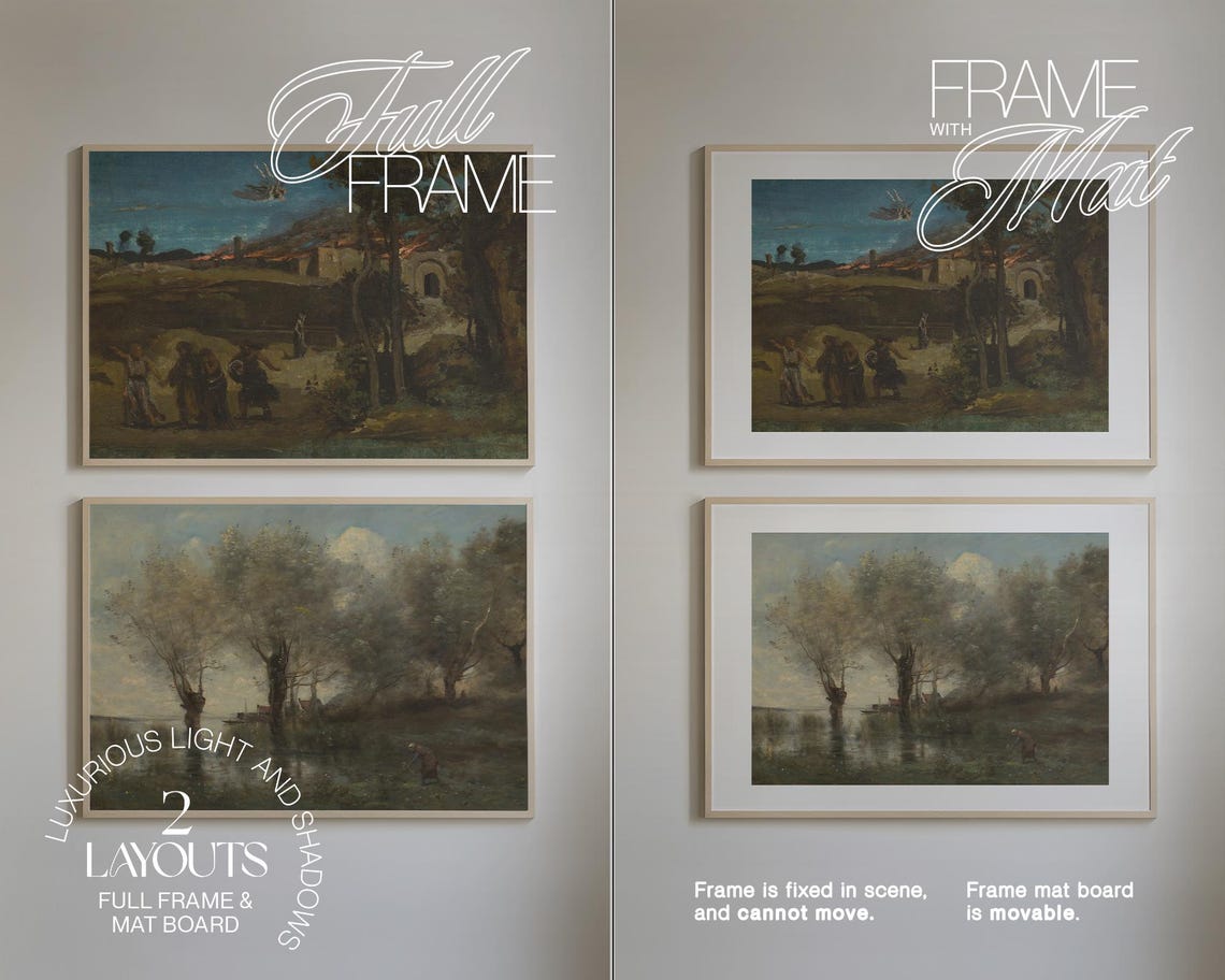 DIN A Landscape Frames Mockup for Set of Two for Art Prints Display ...