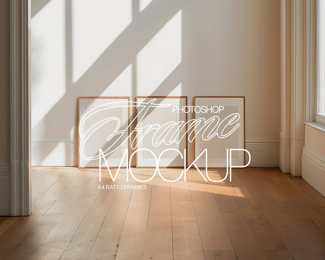 A4 Set of 3 Frames Photoshop Mockup for Art and Printables Display | ISO A4 PSD Template Three ...
