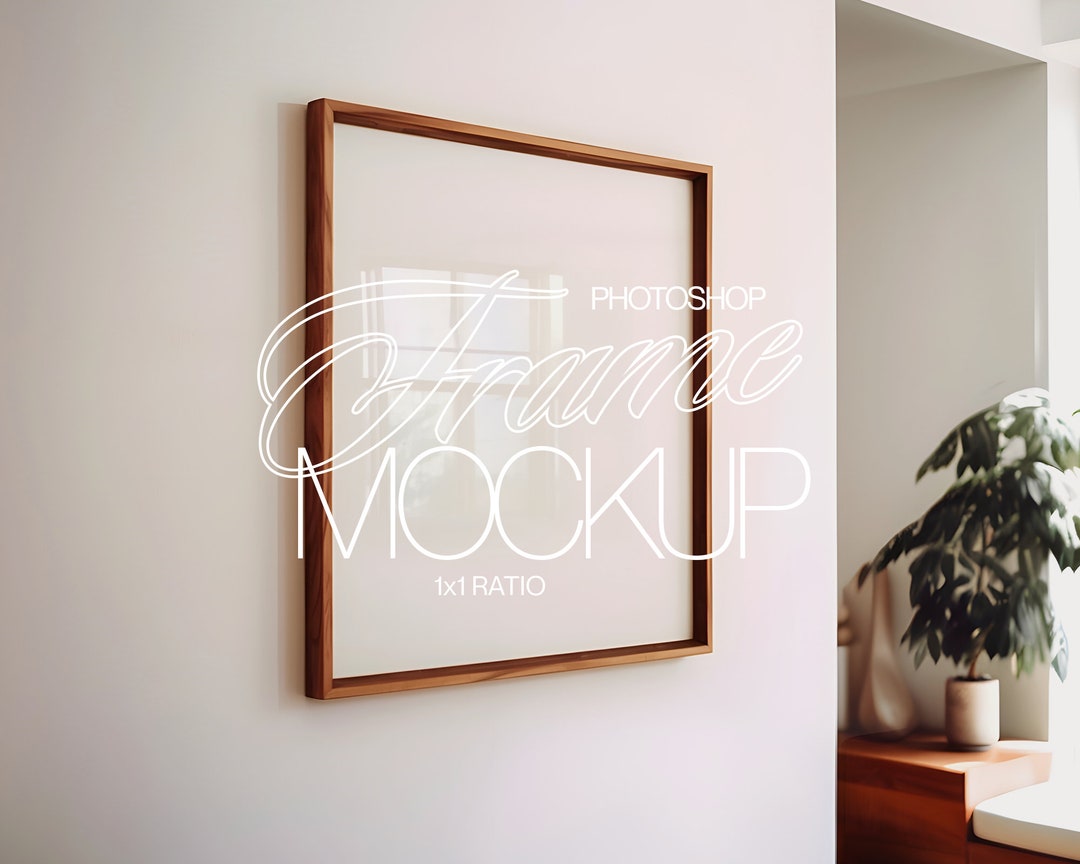 Square Frame Photoshop Mockup With Glass Reflections 1x1 Frame PSD ...