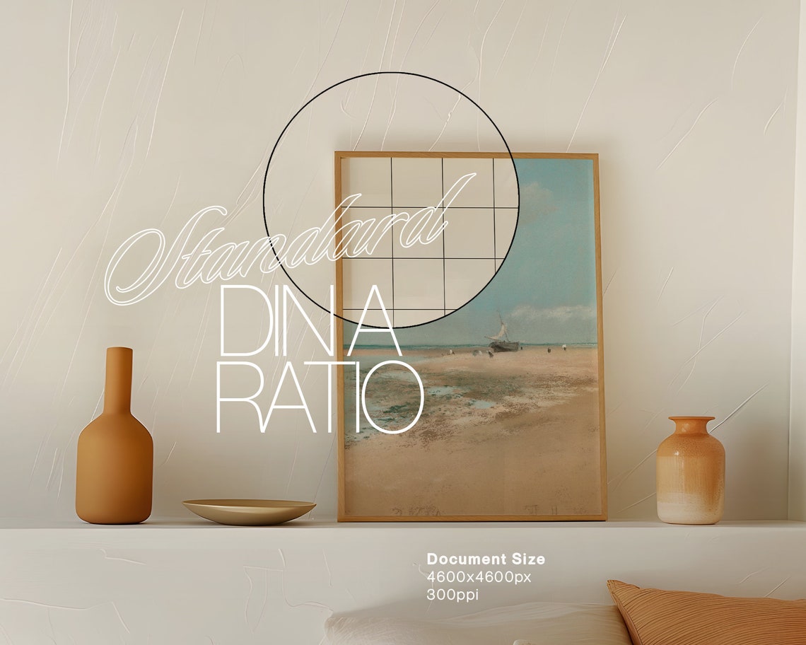 DIN A Frame on Ledge Photoshop Mockup Template in Boho Bedroom Interior ...