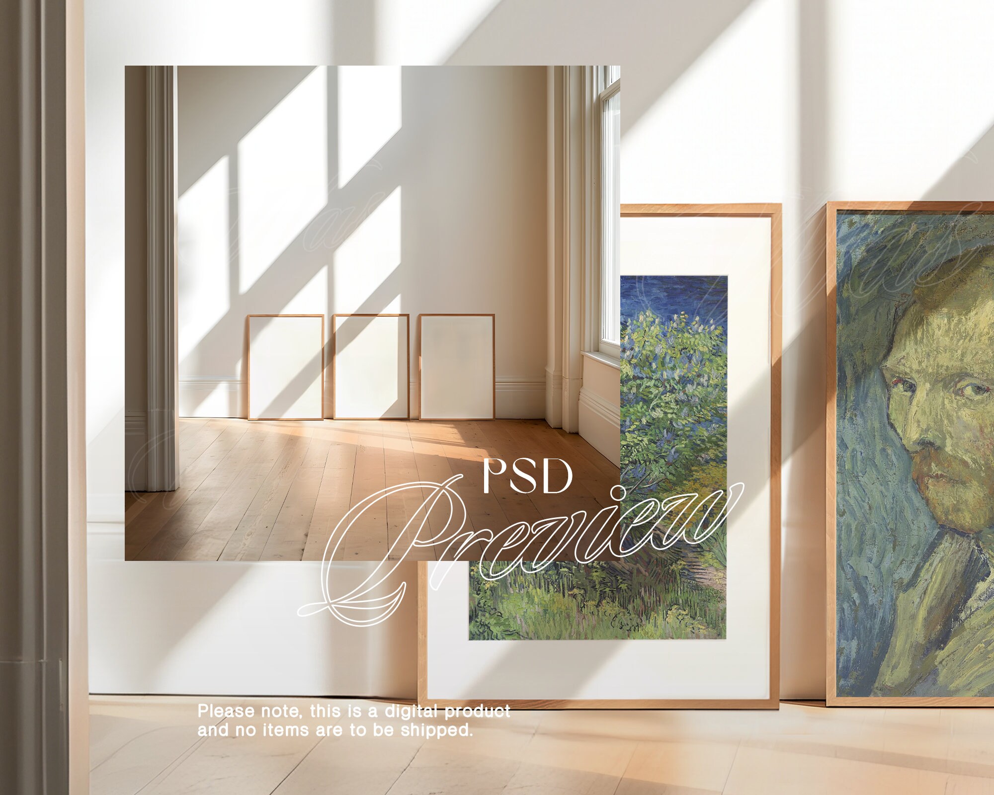A4 Set of 3 Frames Photoshop Mockup for Art and Printables Display ...