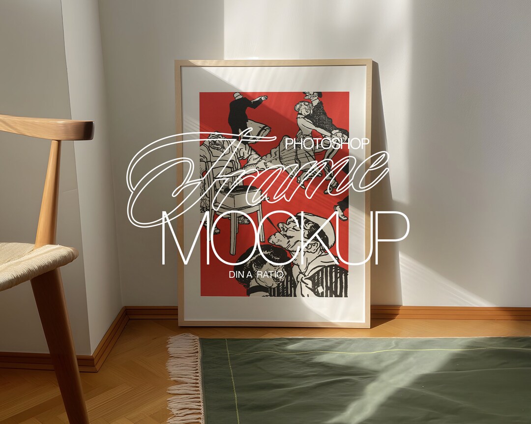 DIN A Leaning Frame Photoshop Mockup Template With Optional Rug Layer ...