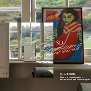 A4 Frame Mockup Photoshop Template for Art and Prints in Windowsill ...