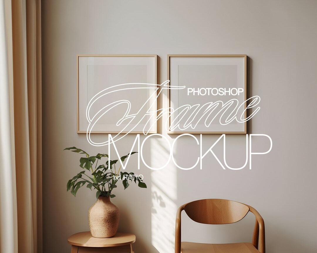 Square Frame Mockup Photoshop Template Two 1x1 Frame PSD Mockup for Art ...