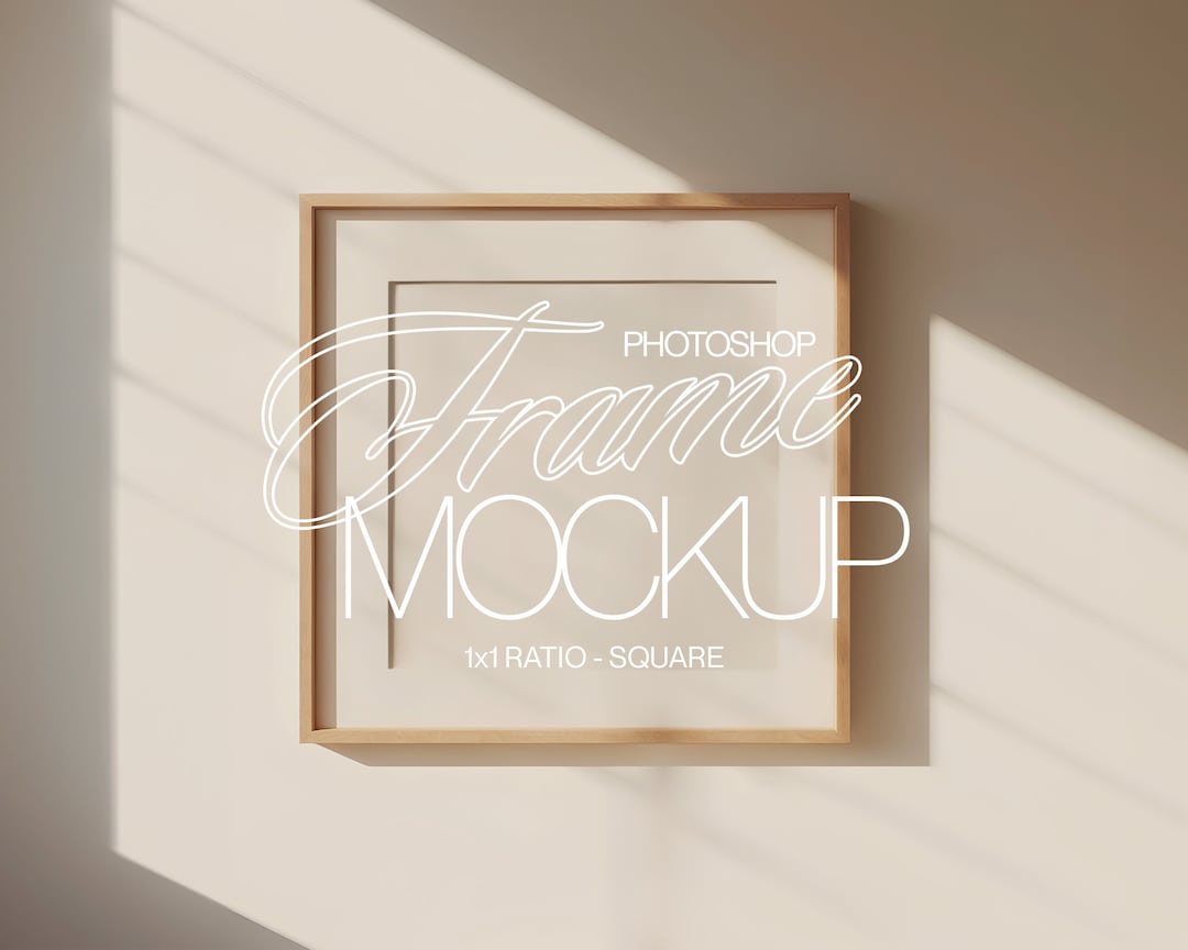 Square Frame Mockup Photoshop Template | Light Wood Frame Mockup for ...