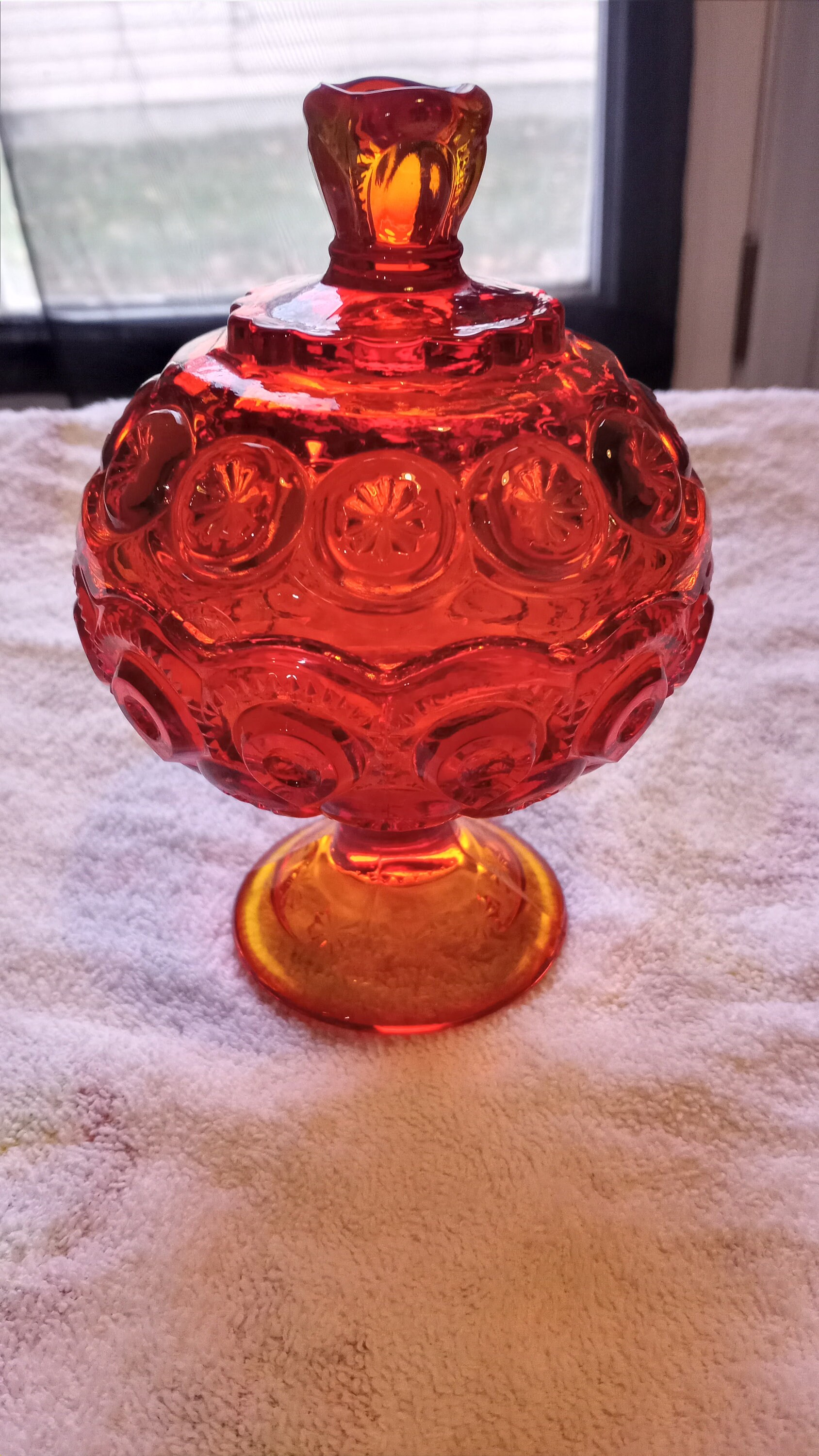 Red and Amberina Glass Candy Dish - Etsy