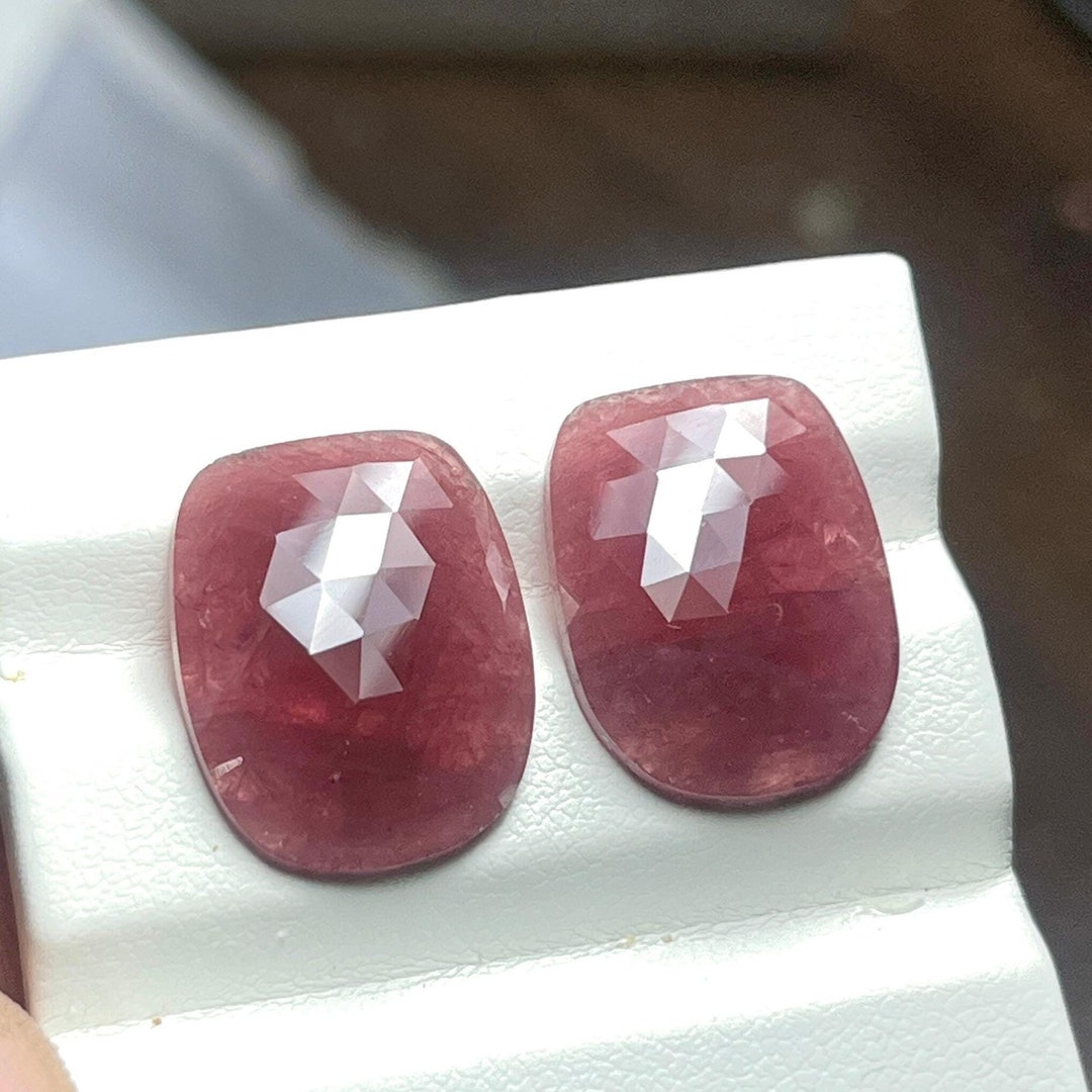 Natural Wonder Sapphire Rose Cut Pair Flat Back Gemstone Genuine Ruby ...