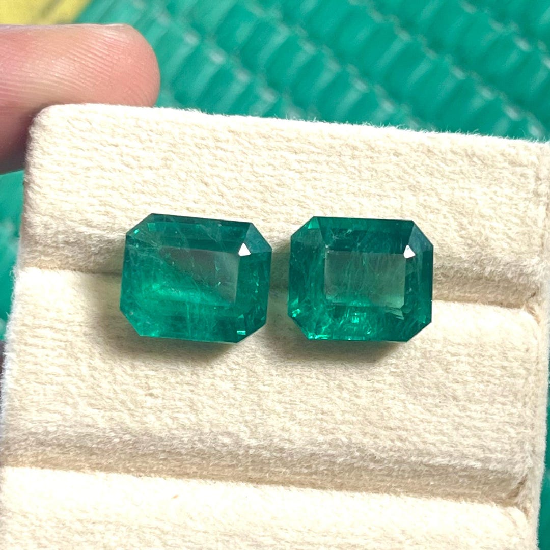 Lab Grown Emerald Pair: Octagon Cut AAA+ Gemstones (12x10 MM) - Etsy