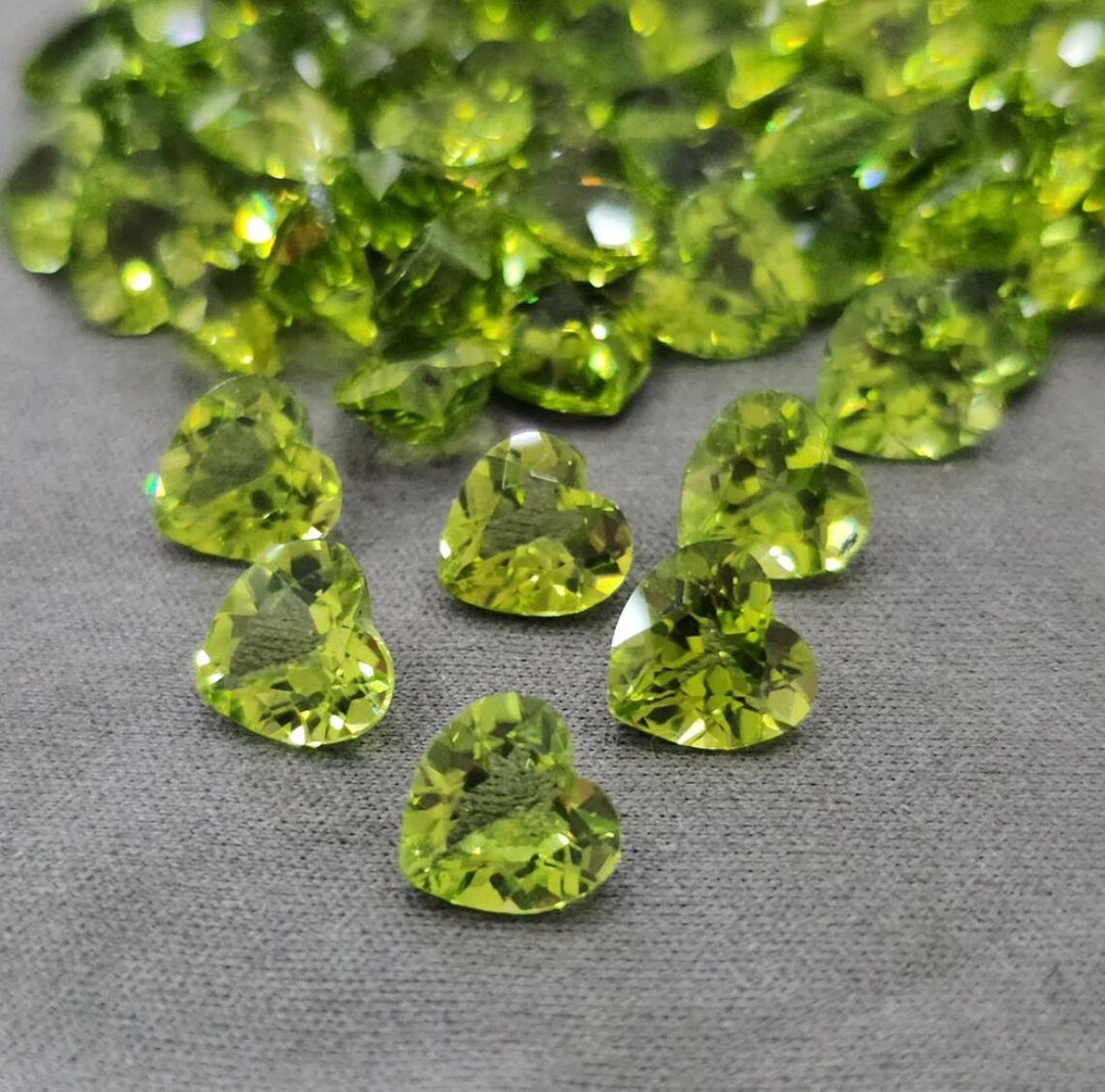 Natural Peridot Heart Cut 2 Pcs. Pair Loose Gemstones Natural Peridot ...