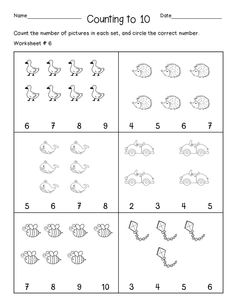 31 Page Math Learning Activity Book for Children, Coutning, Matching ...